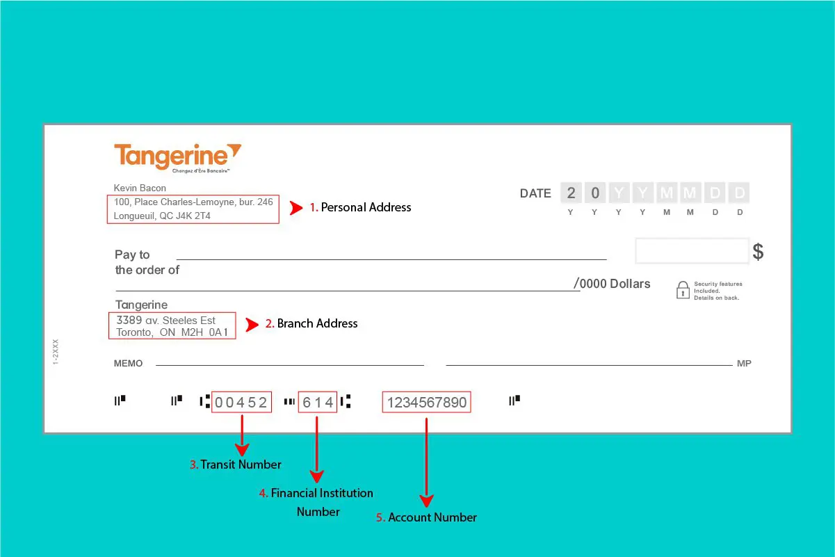 How to Find and Read Your Tangerine Sample Cheque