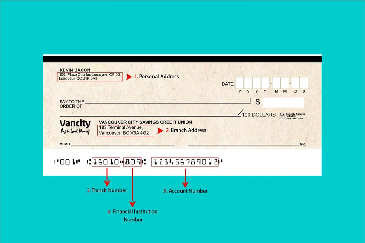 How to Find and Read Your Vancity Sample Cheque