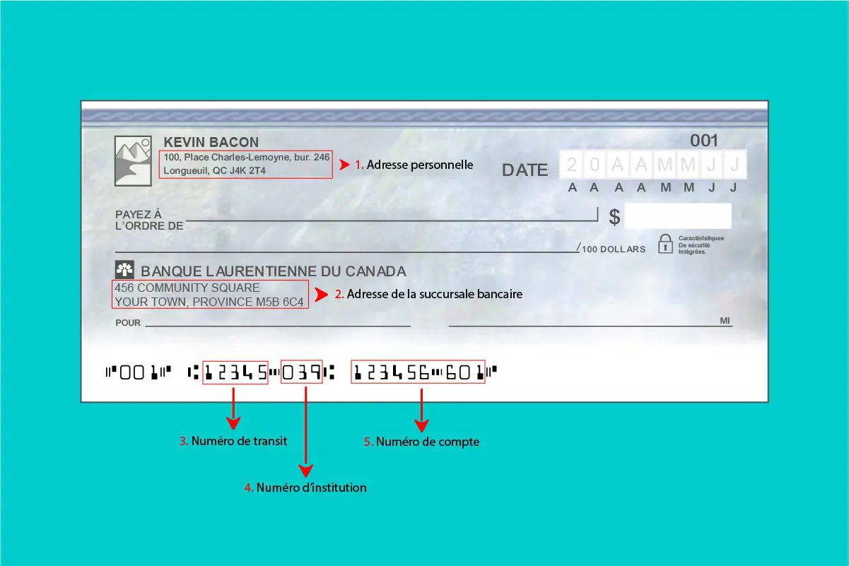 Comprendre le spécimen de chèque de la Banque Laurentienne