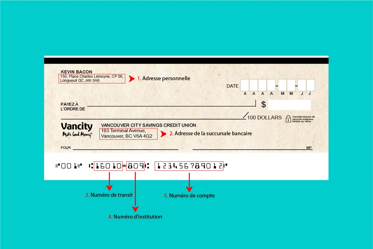 Spécimen de chèque Canada - Hardbacon